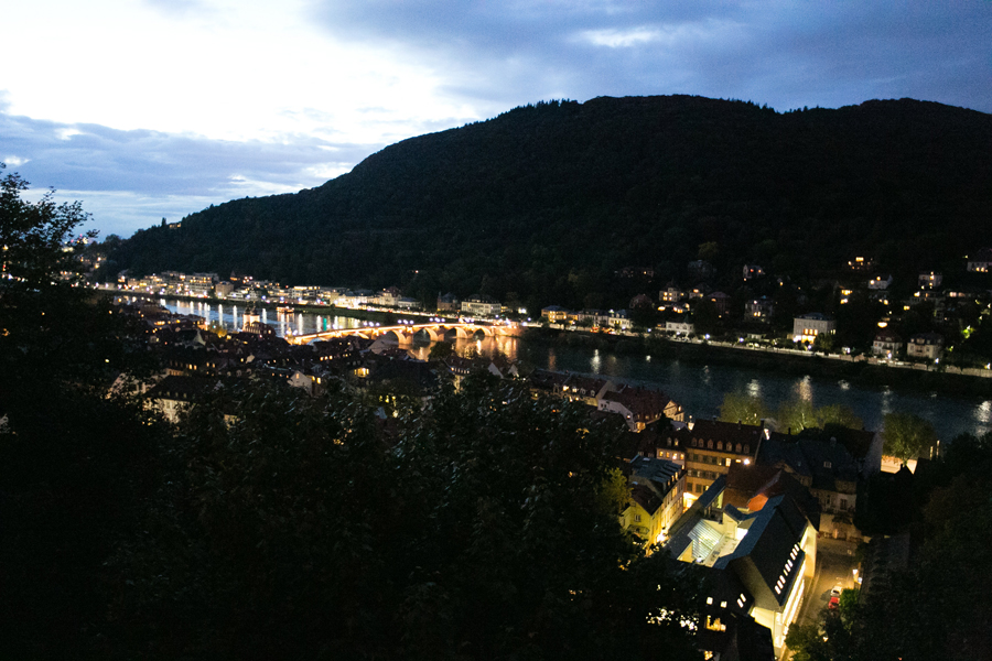 Overlooking Heidelberg Germany at Night - Entouriste